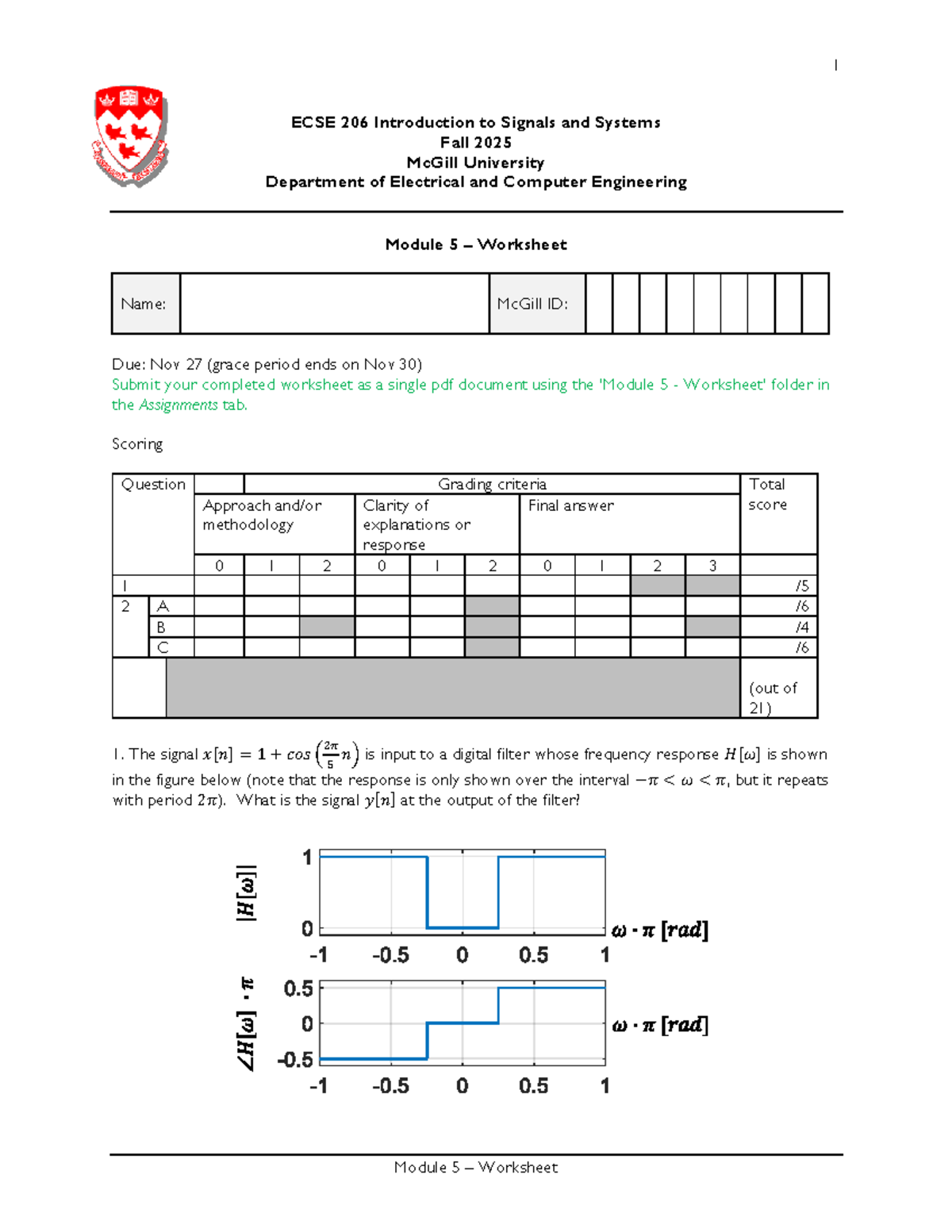 ECSE 206 Fall 2025 Module 5 Worksheet Solutions - Studocu
