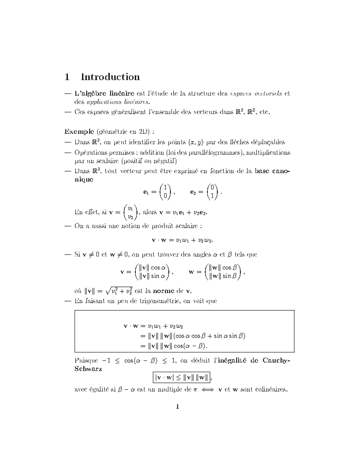 Chapitre 1 - Notes de Cours sur les Espaces Vectoriels et Applications ...