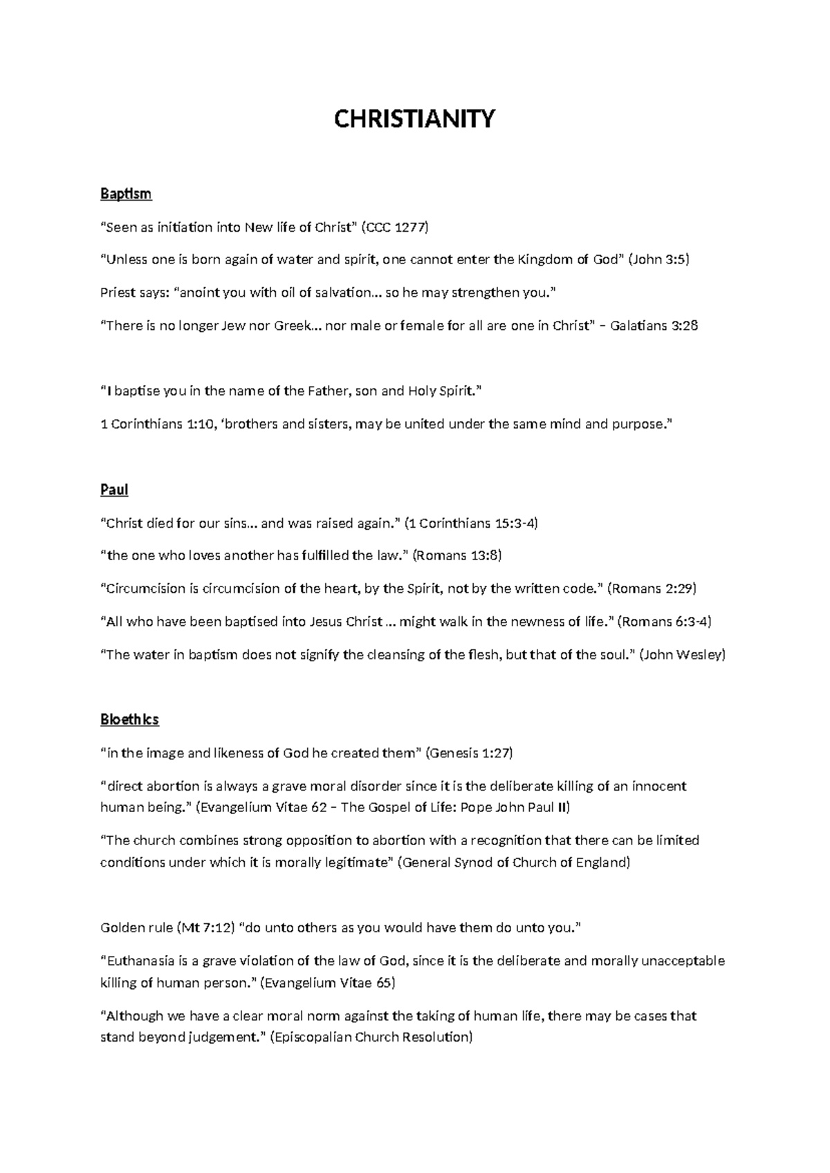 SOR Final Exam Quotes on Christianity, Islam, and Judaism - Studocu