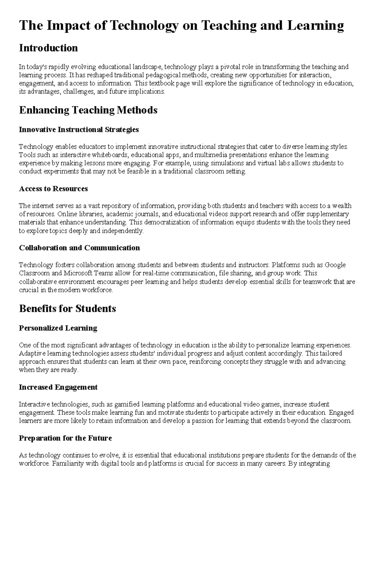 The Impact of Technology on Teaching and Learning - The Impact of ...