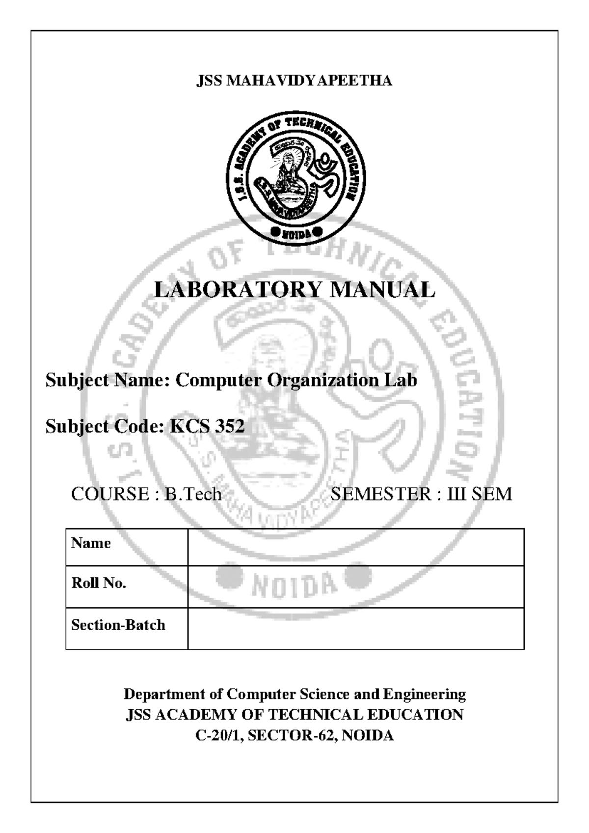Final- KCS-352 - Computer Organization Lab Syllabus and Guidelines ...