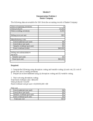 Solutions to the class problems - CHAPTER 5 Activity-Based Costing and ...