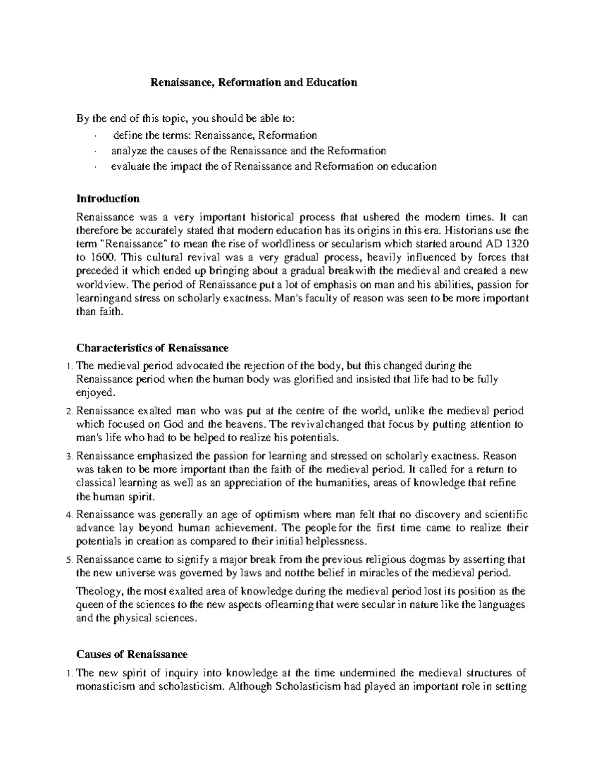 Renaissance & Reformation Education (Topic 6): Overview & Key Insights ...