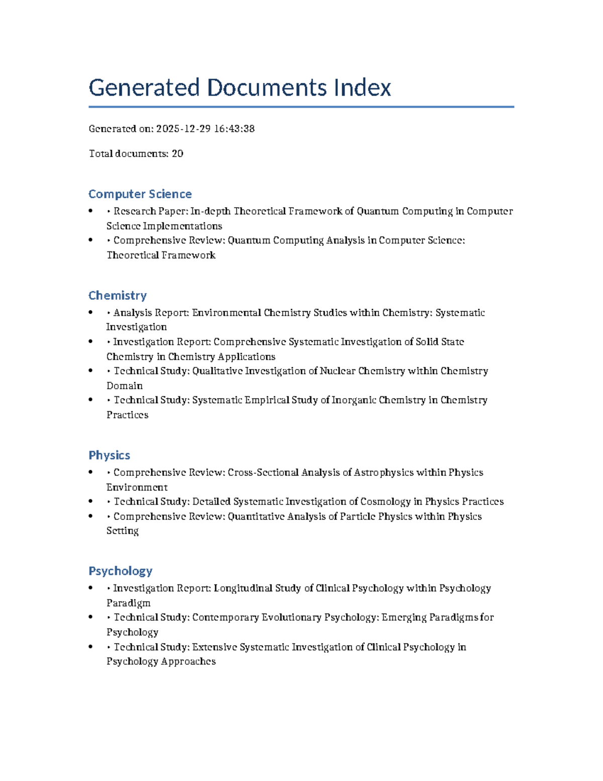 Index of Research Papers in CS, Chem, Phys, and Psych Studies - Studocu