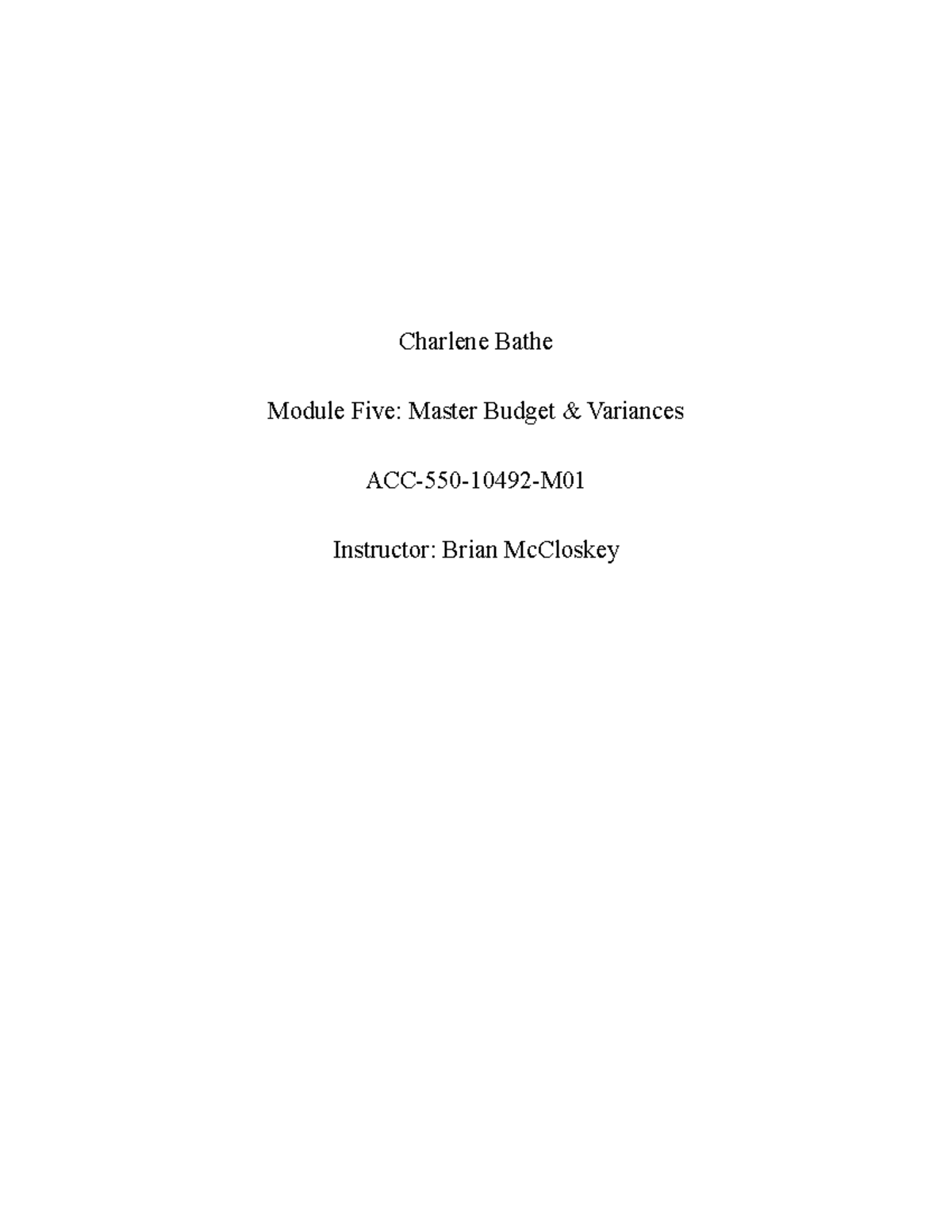 ACC550 Module 5: Master Budget Variances and Cost Analysis - Studocu