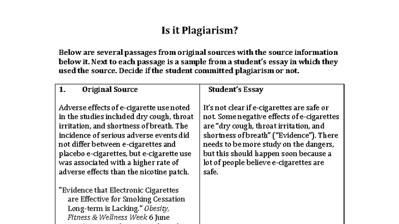 Plagiarism Practice: Analyzing Source Use in Essays - Studocu