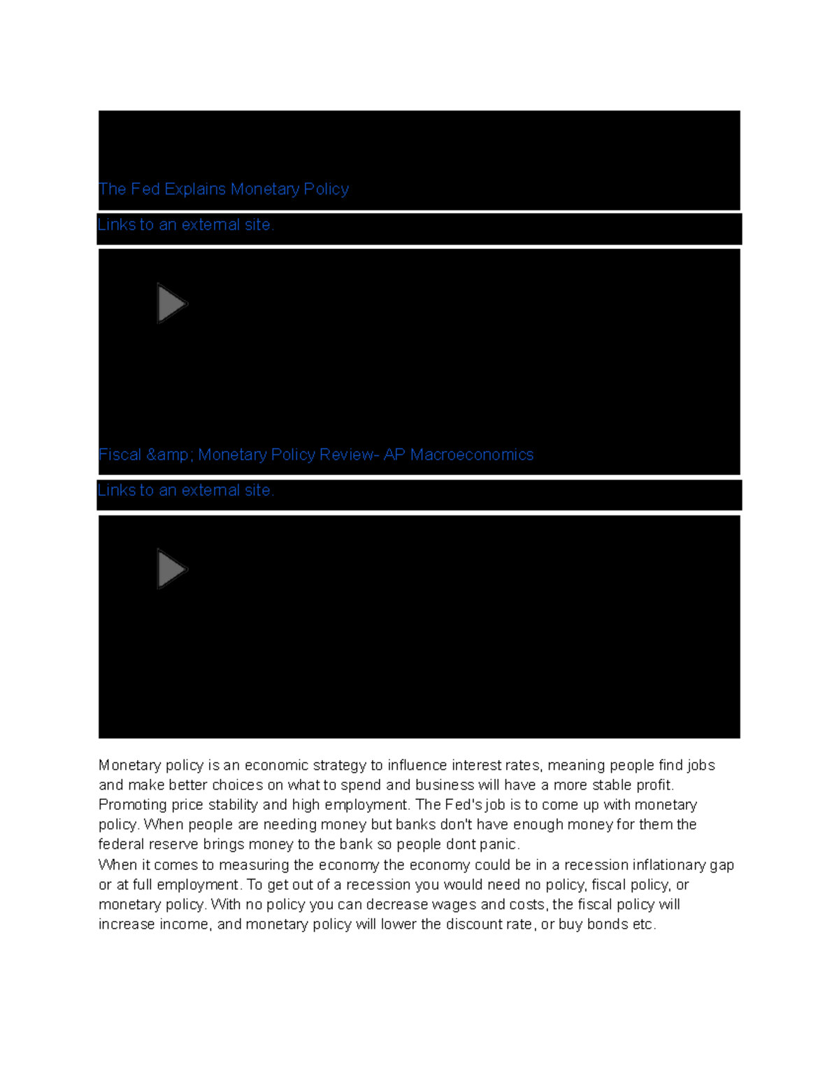 AP Macro: Fiscal & Monetary Policy Homework Summary Instructions - Studocu