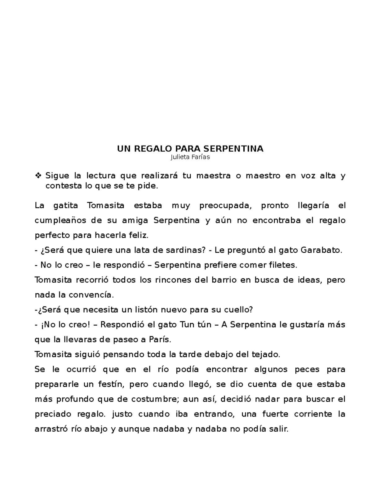 **Regalo de Cumpleaños para Serpentina: Cuento y Actividades** - Studocu