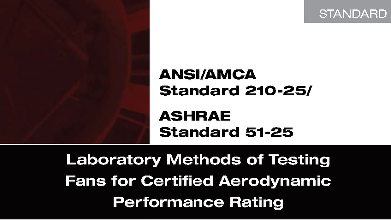 ASHRAE Standard Methods for Testing Fans: Aerodynamic Performance - Studocu