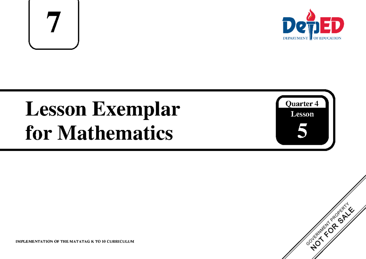 Q4 LE Mathematics 7 Lesson Exemplar - Week 5 Curriculum Implementation ...