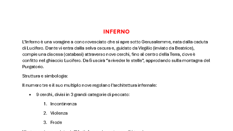 Analisi di Inferno: Struttura e Simbologia della Divina Commedia (IT ...