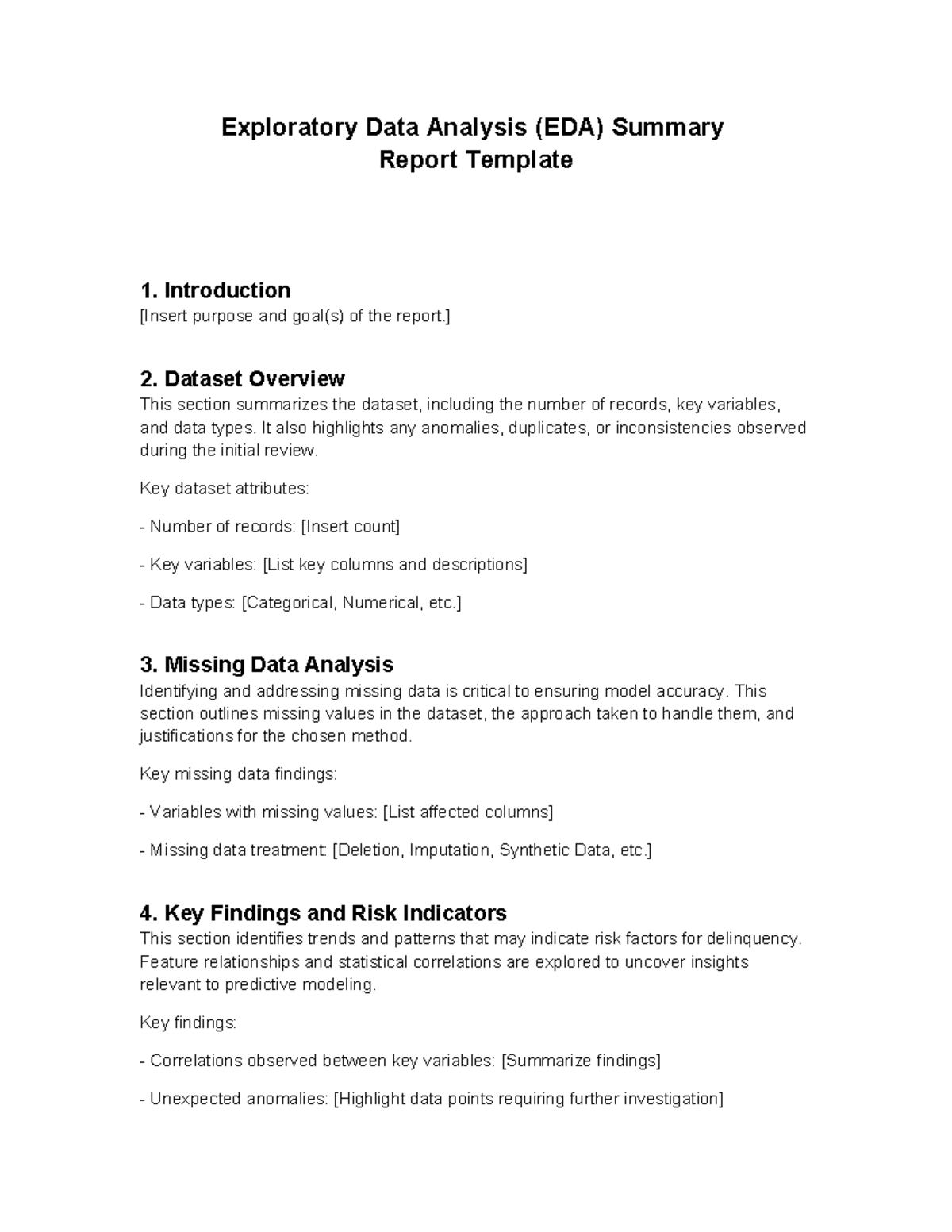 EDA Summary Report Template: Key Findings & Data Insights - Studocu