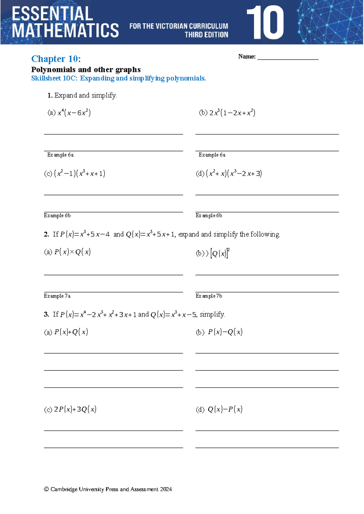 SS 10C - Practice Materials for Year 10: Polynomials and Graphs - Studocu