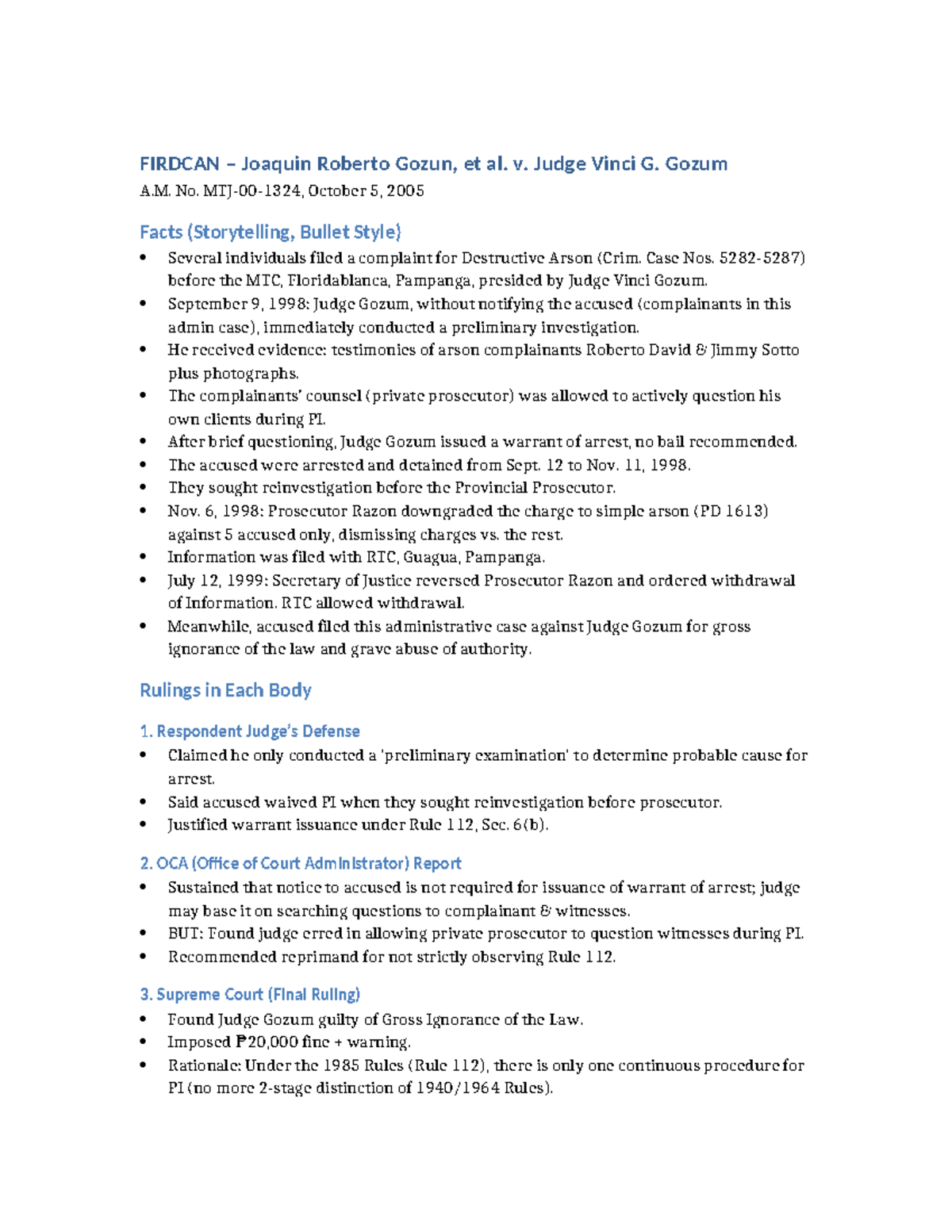 FIRDCAN Gozum Case Digest: Administrative Ruling Analysis - Studocu