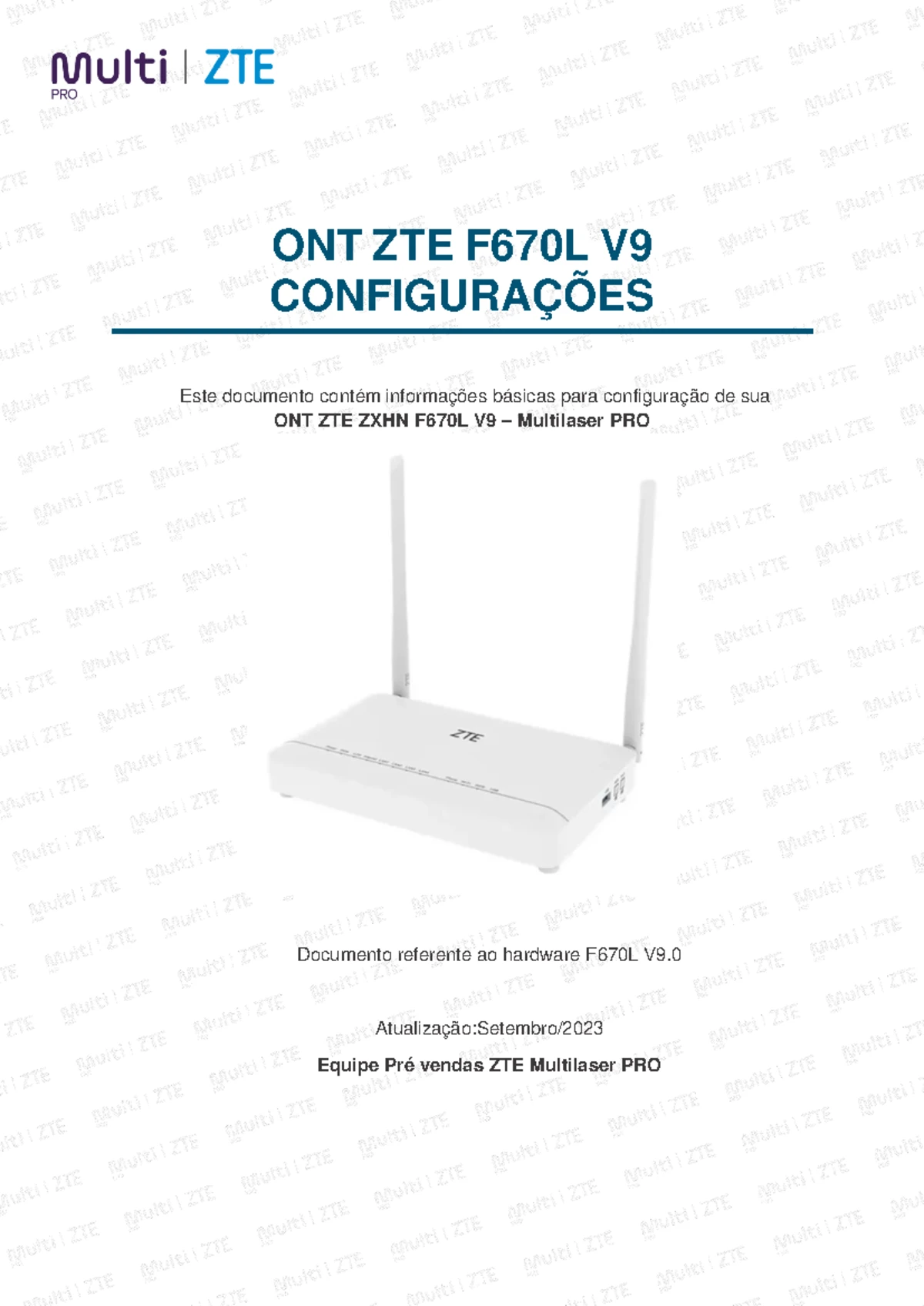 Guia de Configuração do Roteador ZTE H3601P - Manual R311 - Studocu