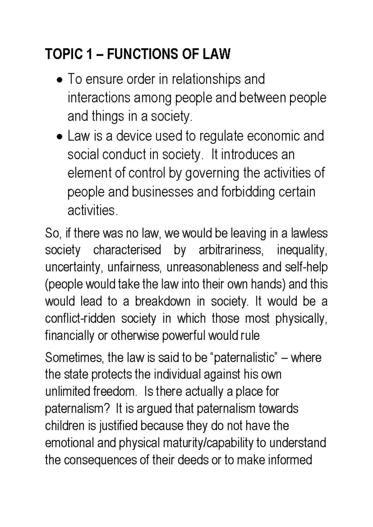 Class notes on subjective rightsl - OBJECTIVE LAW AND SUBJECTIVE RIGHTS ...