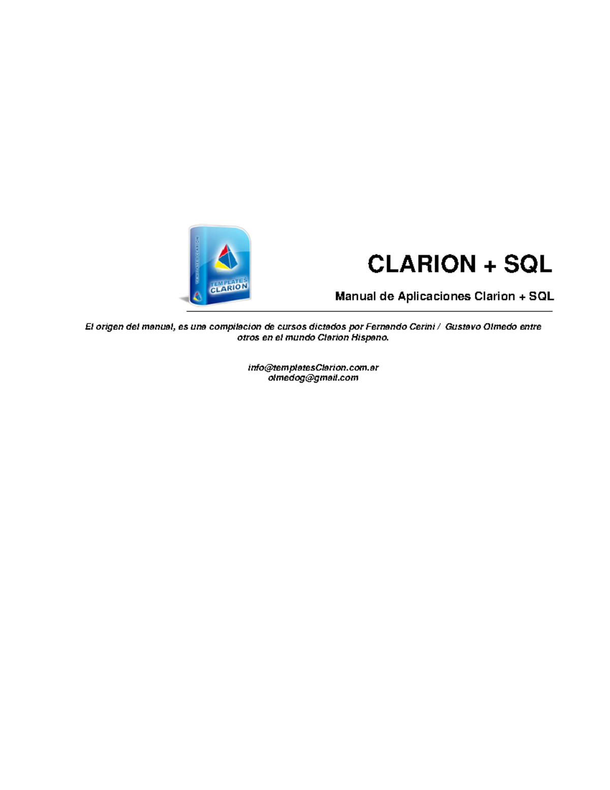 Curso CLARION + SQL: Guía Completa y Manual de Aplicaciones - Studocu