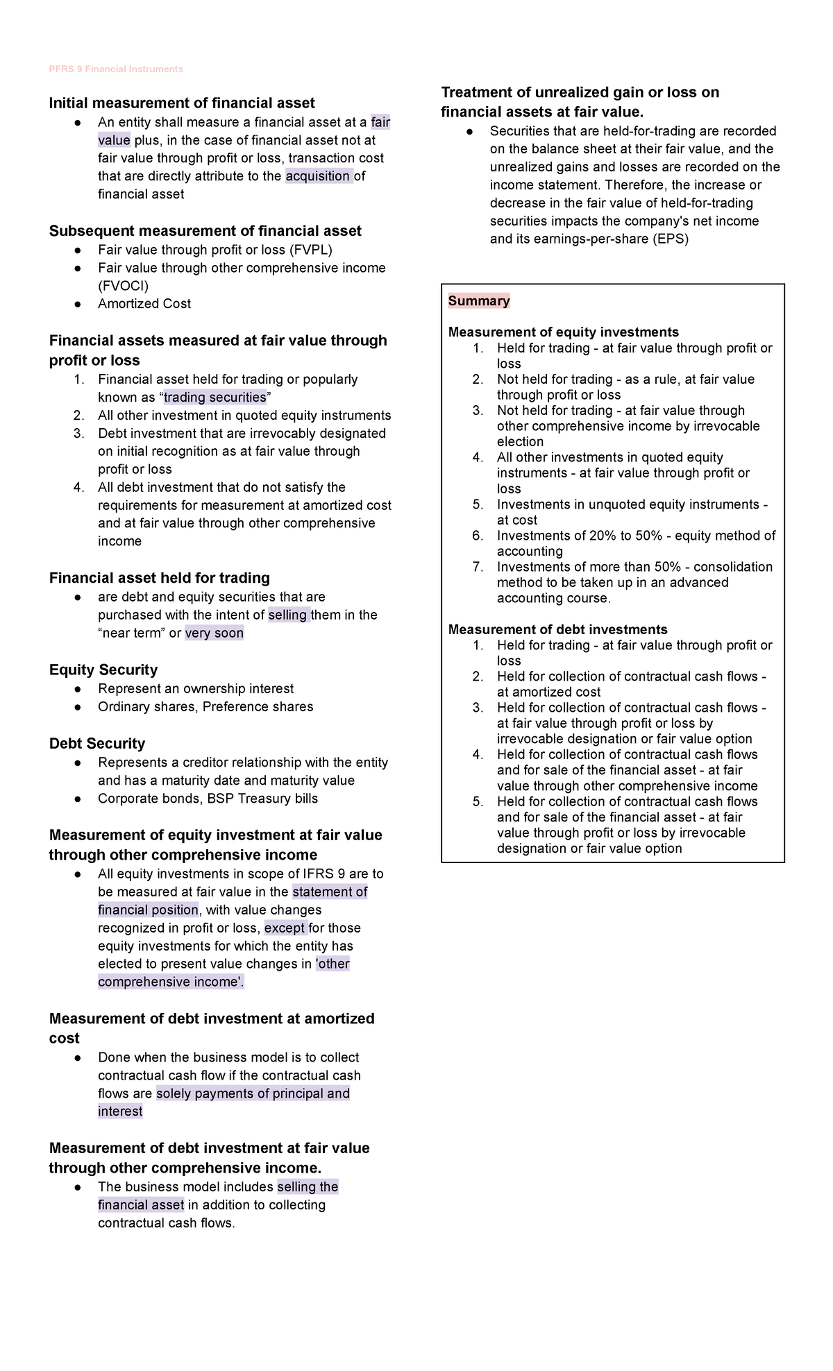 PAS 9 - PFRS 9 Financial Instruments: Measurement of Financial Assets ...
