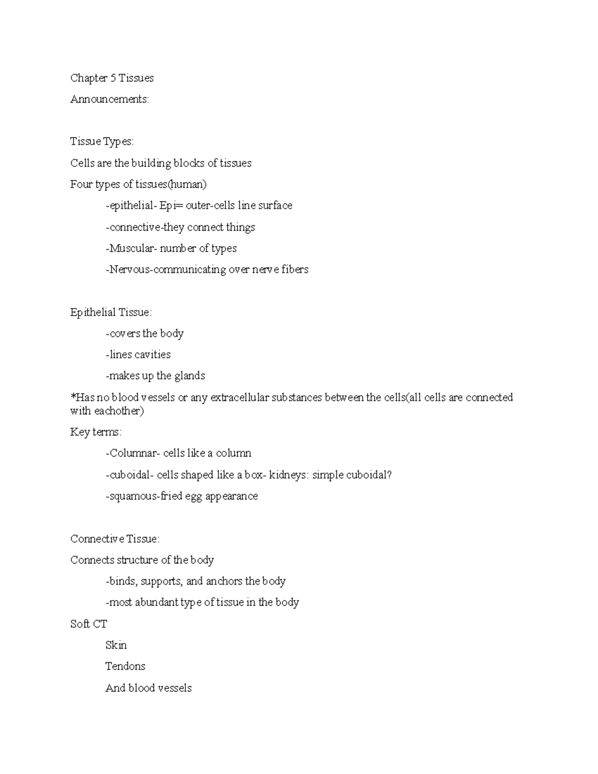 Human Tissues Study Notes - Chapter 5 - Anatomy & Physiology 101 - Studocu