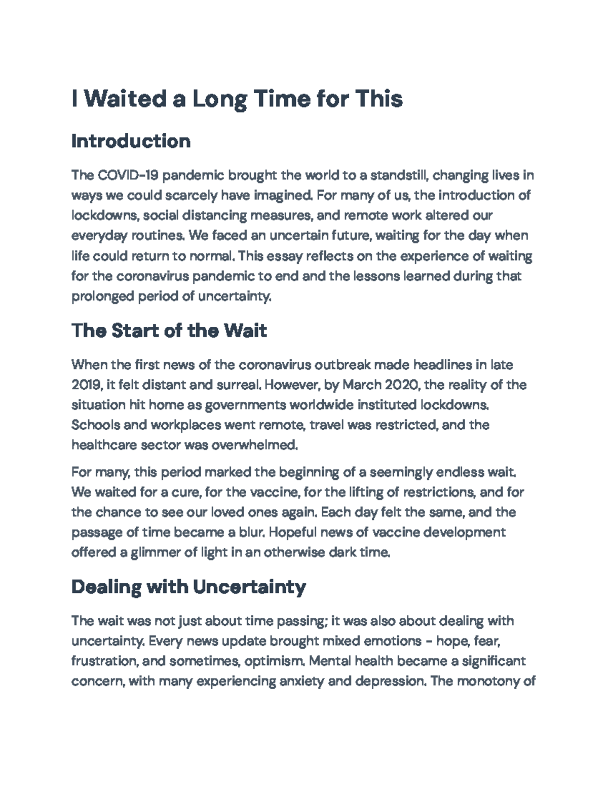 Reflection on the Long Wait for the COVID-19 Pandemic to End - I Waited ...