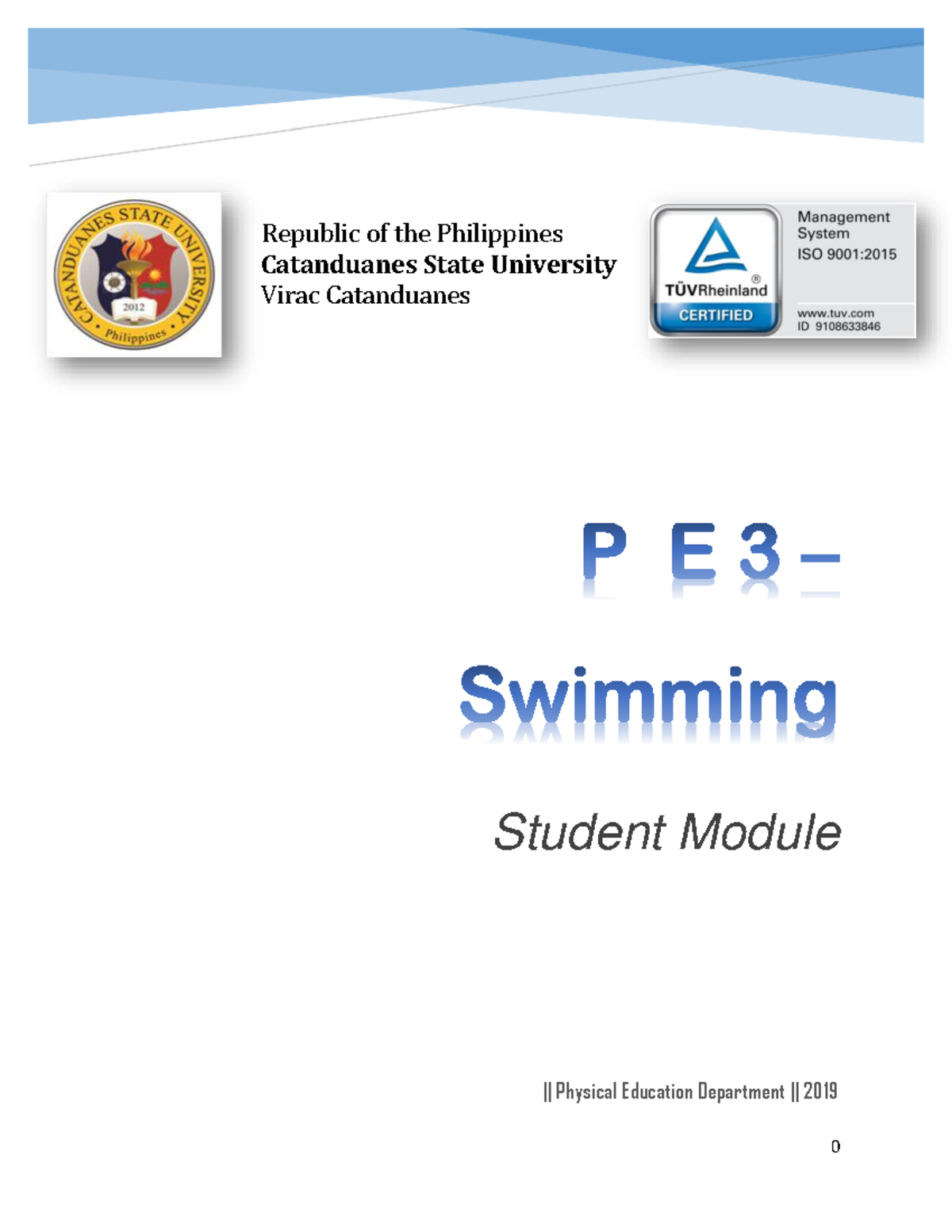 Swimming module - 0 Student Module || Physical Education Department ...