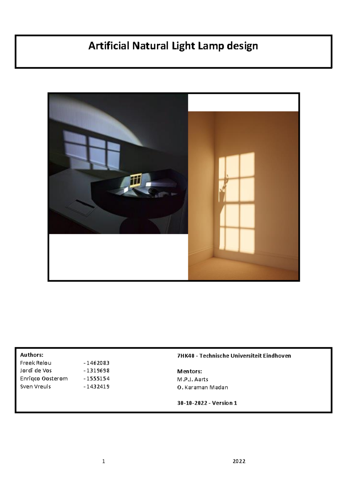 7HK40 Final Report on Artificial Natural Light Lamp Prototype Design ...