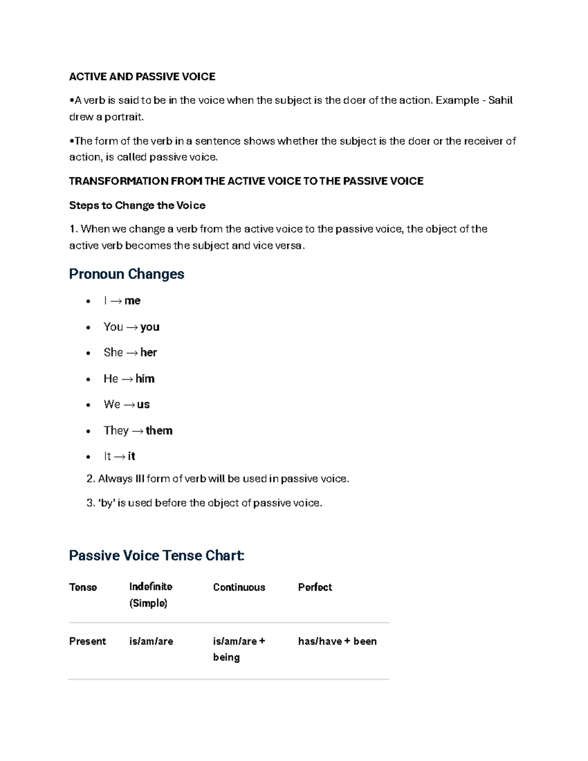Active and Passive Voice Notes for Class 8 - Studocu