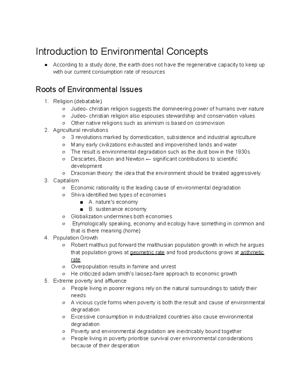 Environmental Concepts: Compiled Lecture Notes (W1-6) - Studocu