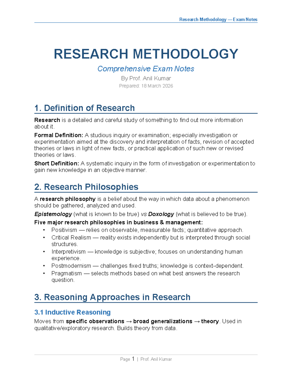 Research Methodology Exam Notes (RESEARCH METHODOLOGY) - Studocu