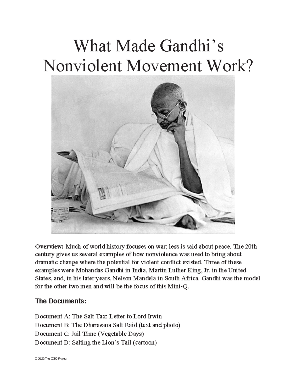 Gandhi DBQ: Analyzing the Success of His Nonviolent Movement - Studocu