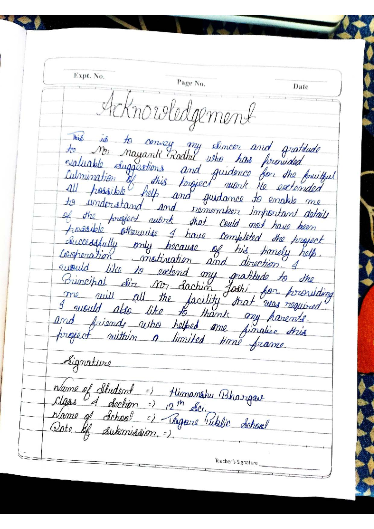 Physical Education Project Report (12th Sci) - Himanshu Bhargav - Studocu