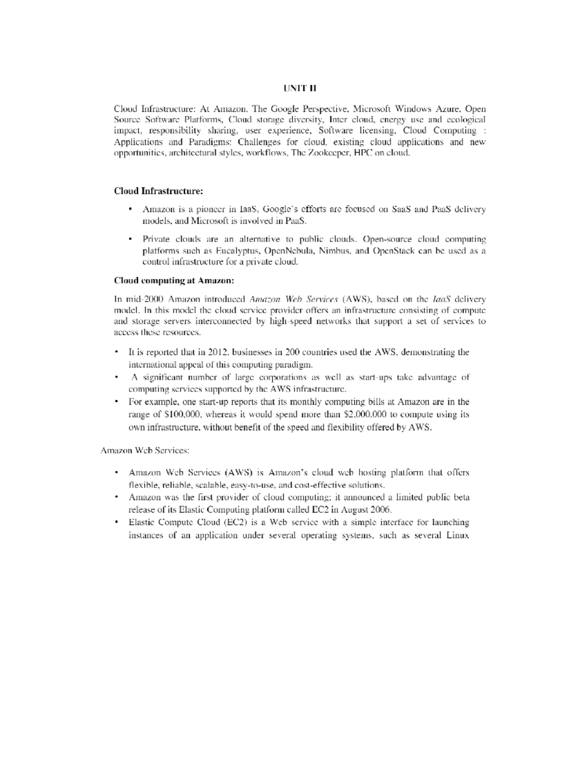 CC Unit 2 - Comprehensive Overview of Cloud Infrastructure and Services ...