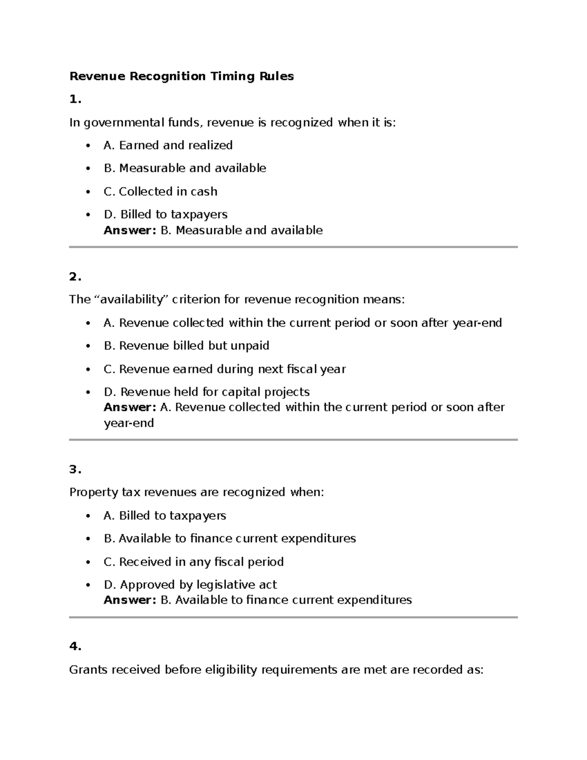 Governmental Accounting (GA 101): Revenue Recognition Timing Rules ...