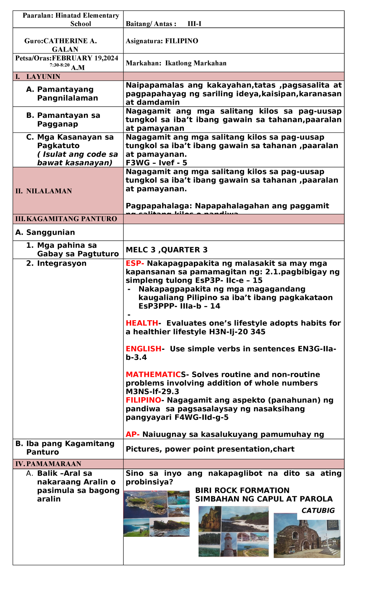 Grade 3 COT-1 Filipino Pandiwa Activities for Q3 Evaluations - Studocu