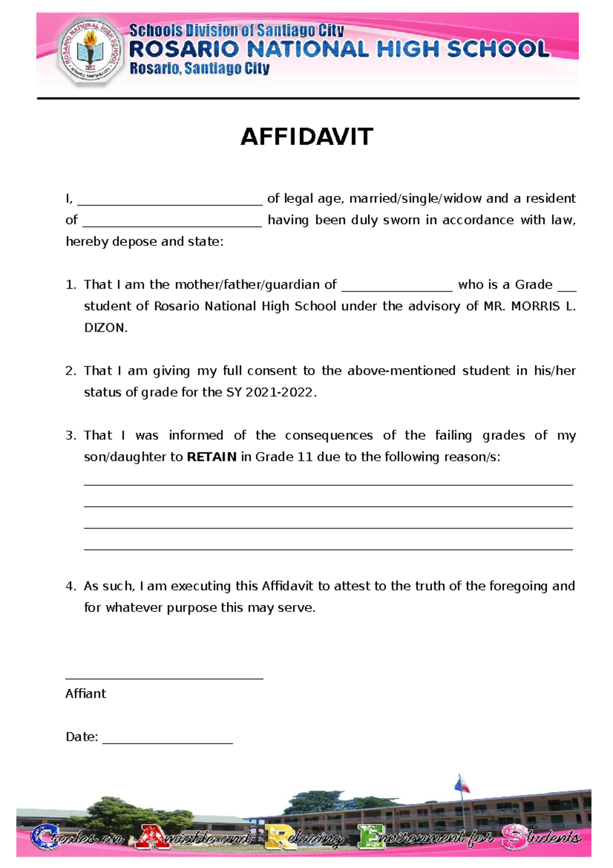 Affidavit-Retain Grades - AFFIDAVIT I ...