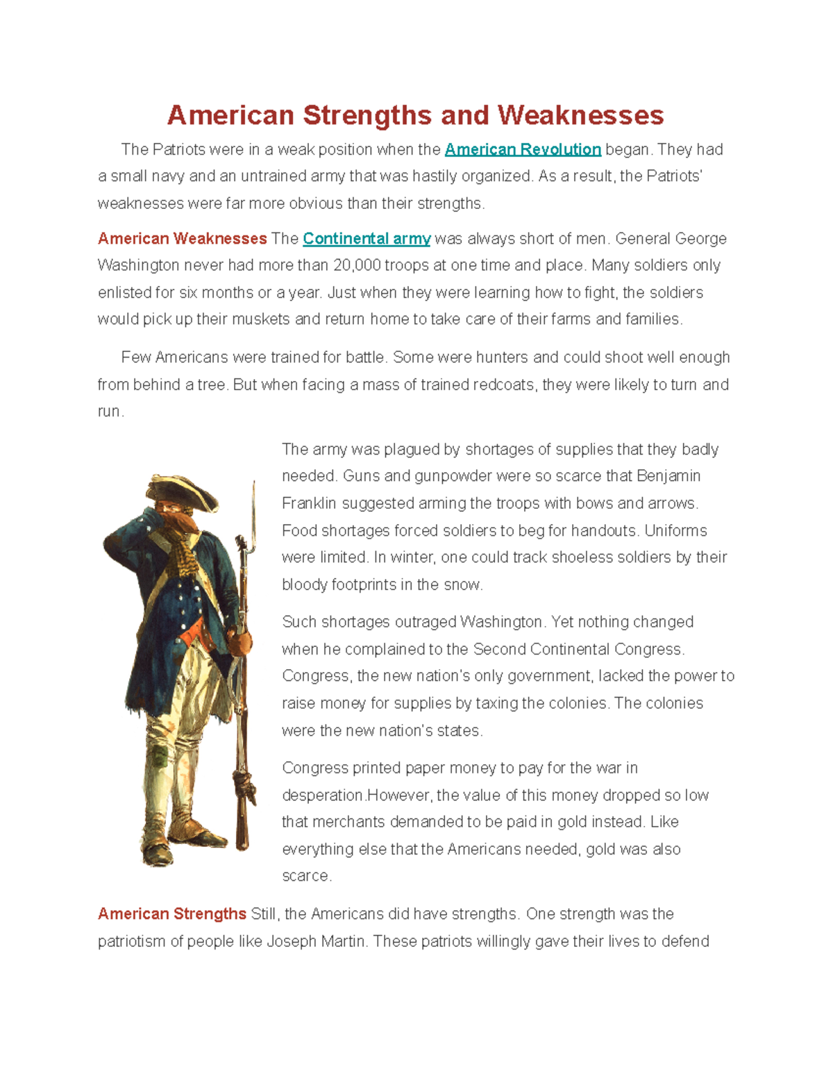 Copy of AMH 2020 - American Revolution Strengths & Weaknesses Analysis ...