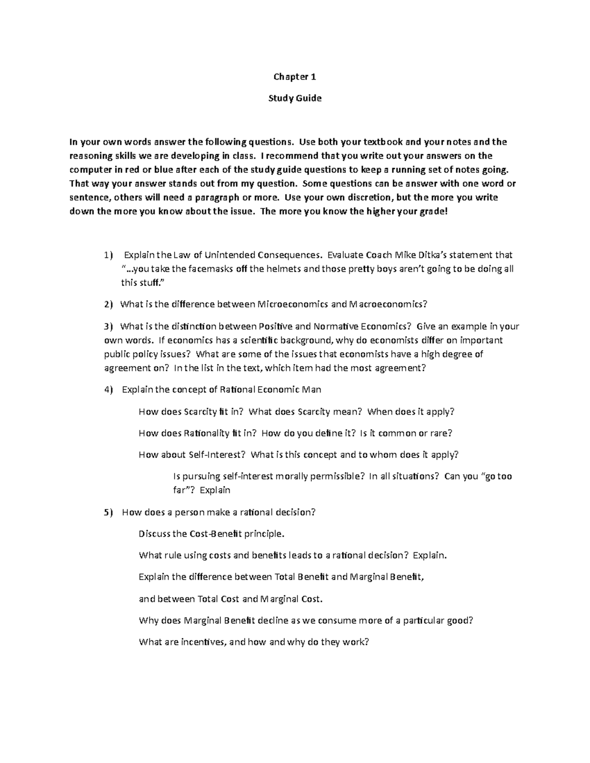 Chapter 1 Study Guide - Lecture notes 1 - Chapter 1 Study Guide In your ...