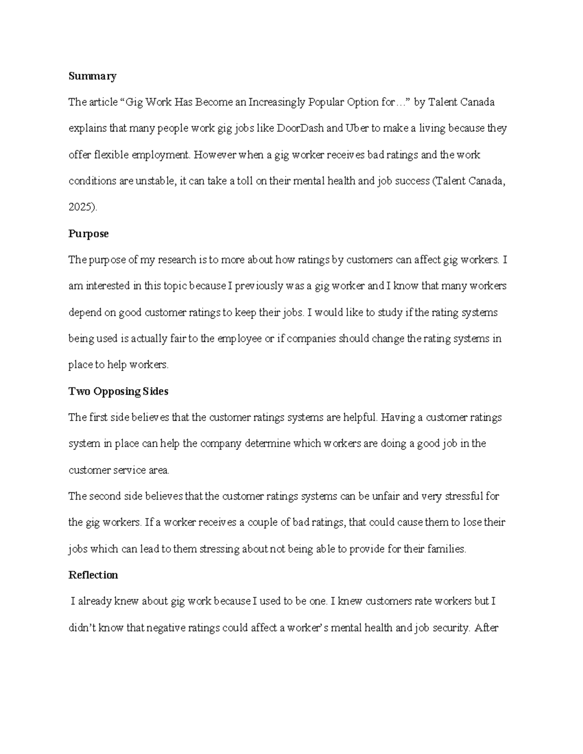 ENG 190 Week Assignment: Impact of Customer Ratings on Gig Workers ...