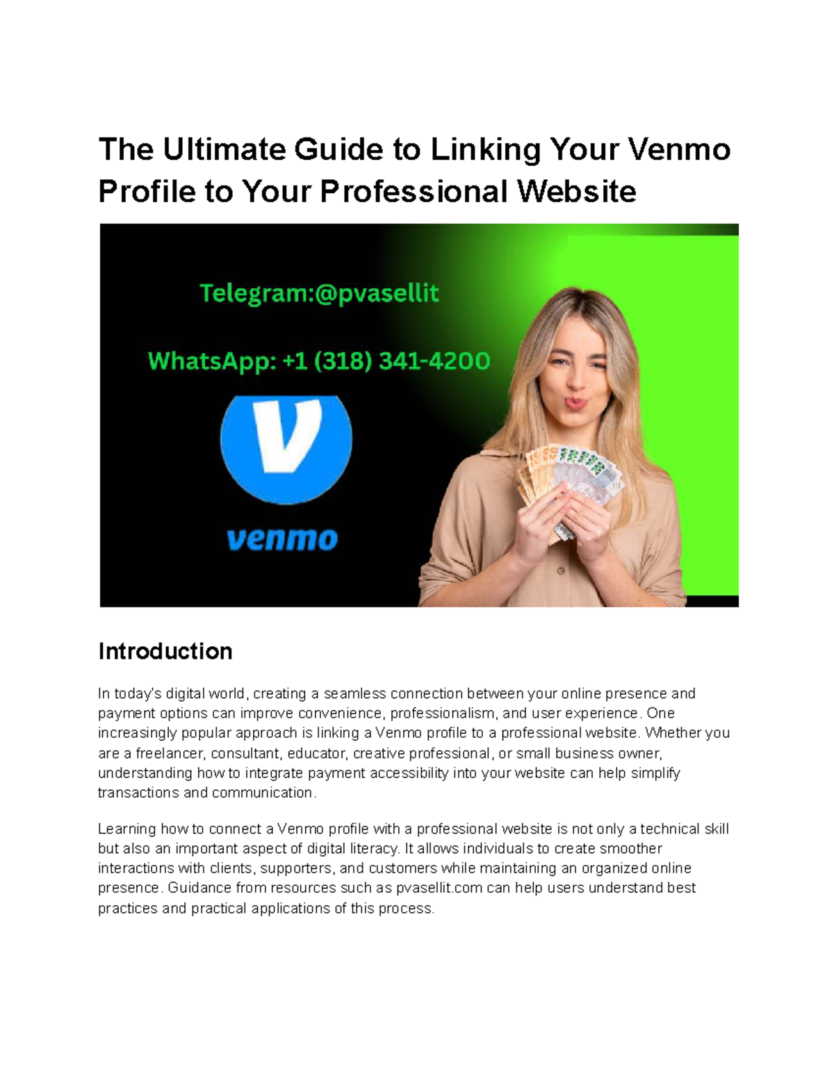 Linking Your Venmo Profile to Your Professional Website: A ...