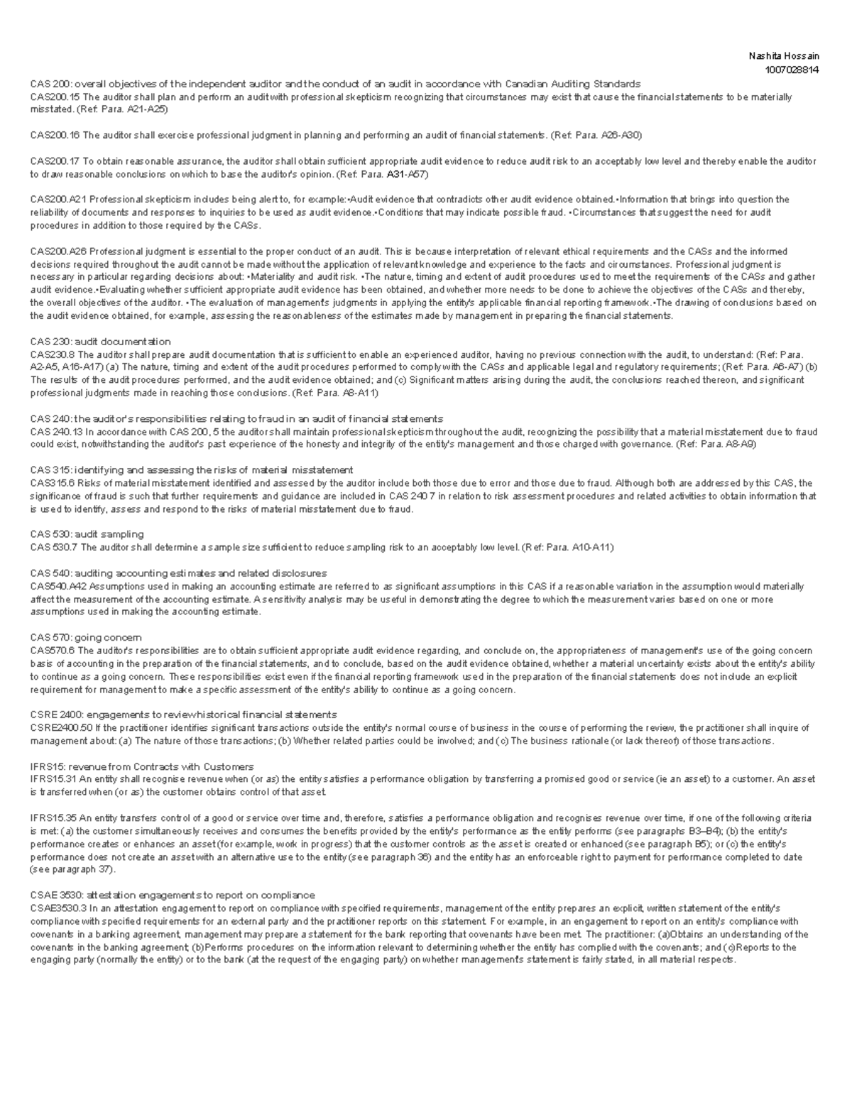 CAS 200-570: Comprehensive Audit Cheat Sheet on Standards and Practices ...