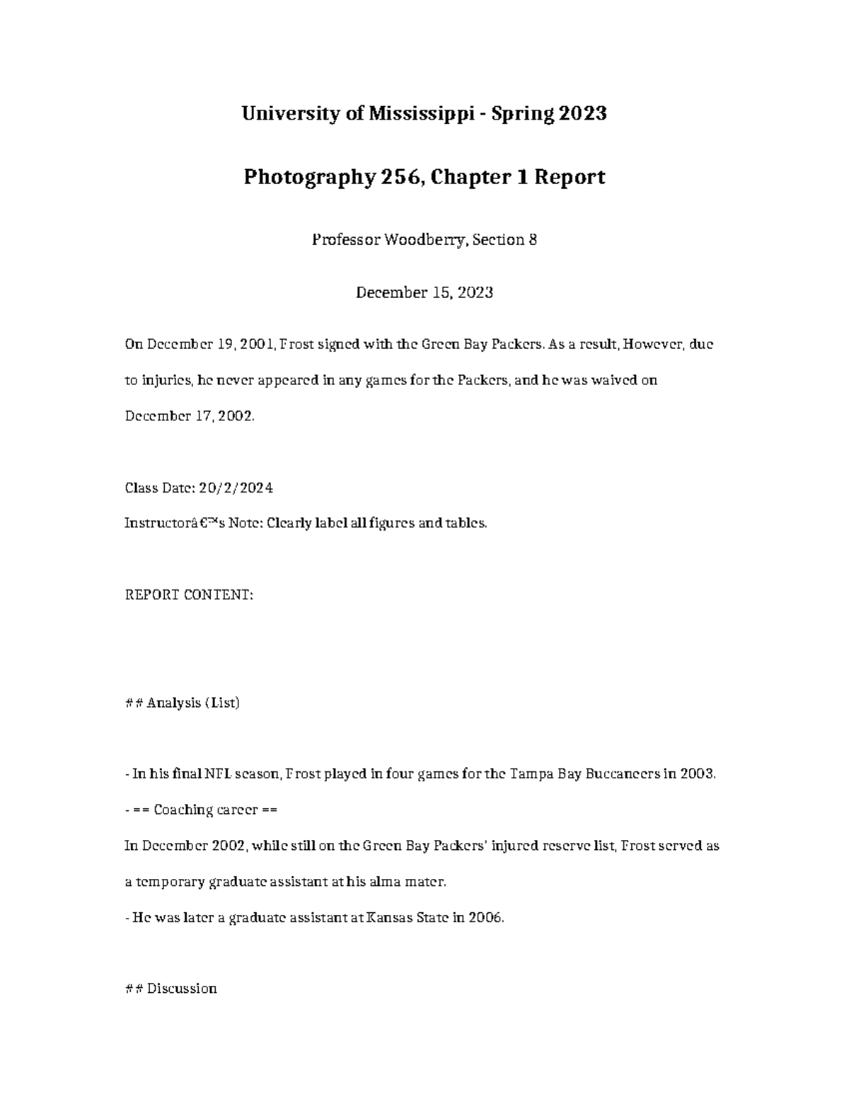 Photography 256 Chapter 1 Analysis and Findings Report - Studocu