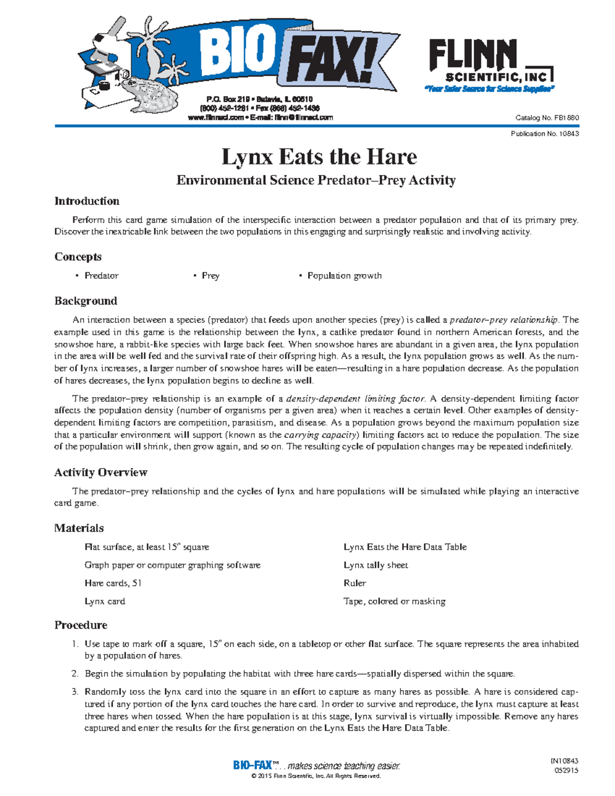 Lynx Eats the Hare - Predator-Prey Simulation Lab Activity (052915 ...