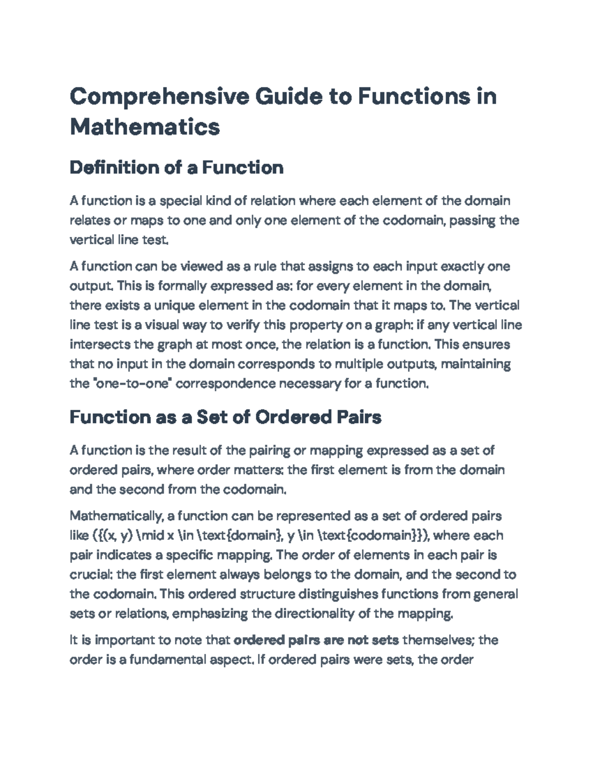 Comprehensive Guide to Functions in Mathematics: Definitions ...