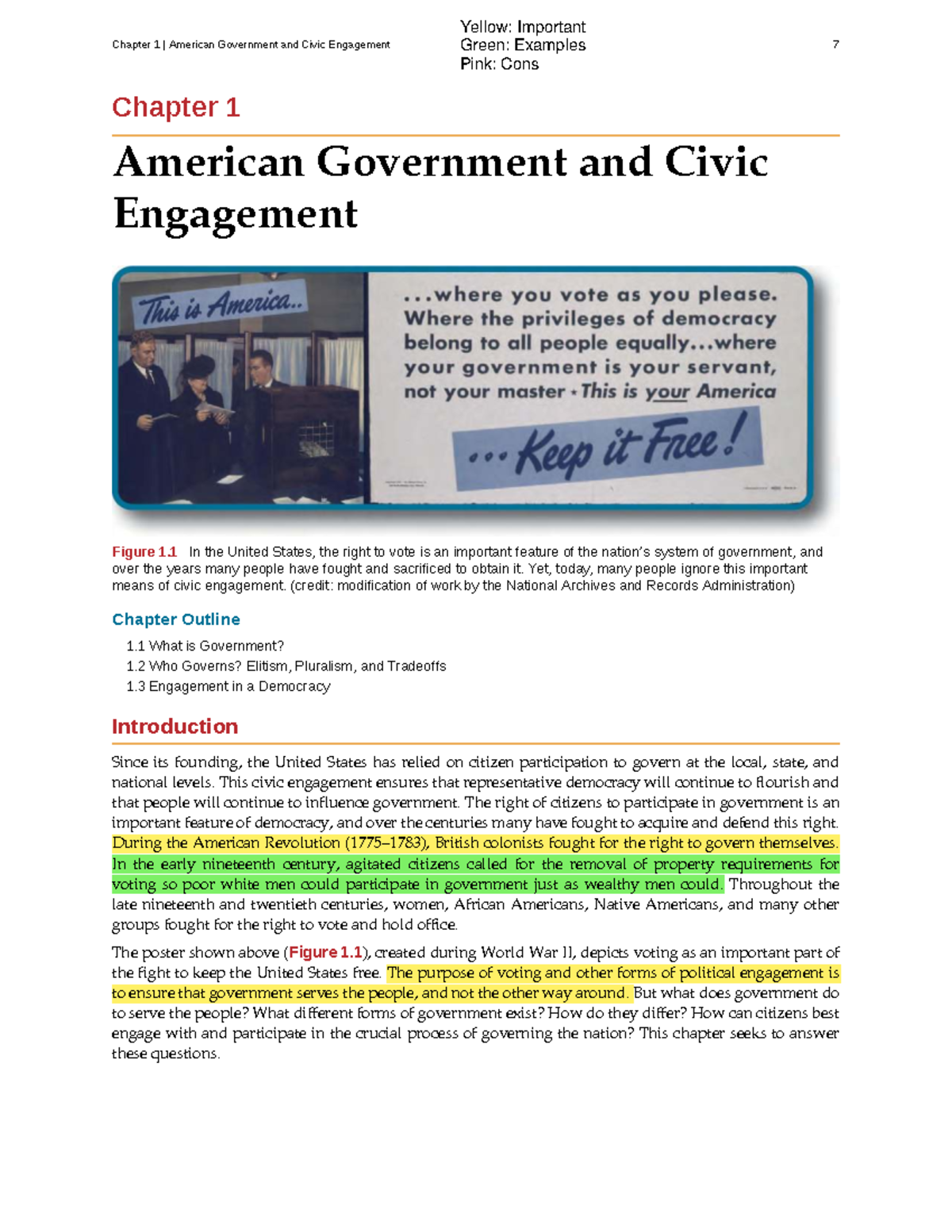 American Government and Civic Engagement: Chapter 1 Summary - Studocu