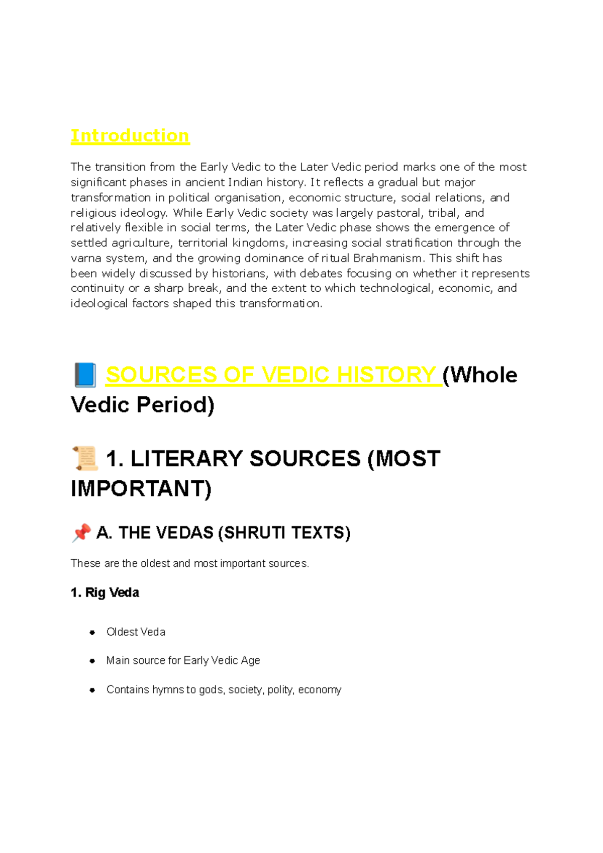 Vedic History: Transition from Early to Later Vedic Period (HIST 101 ...