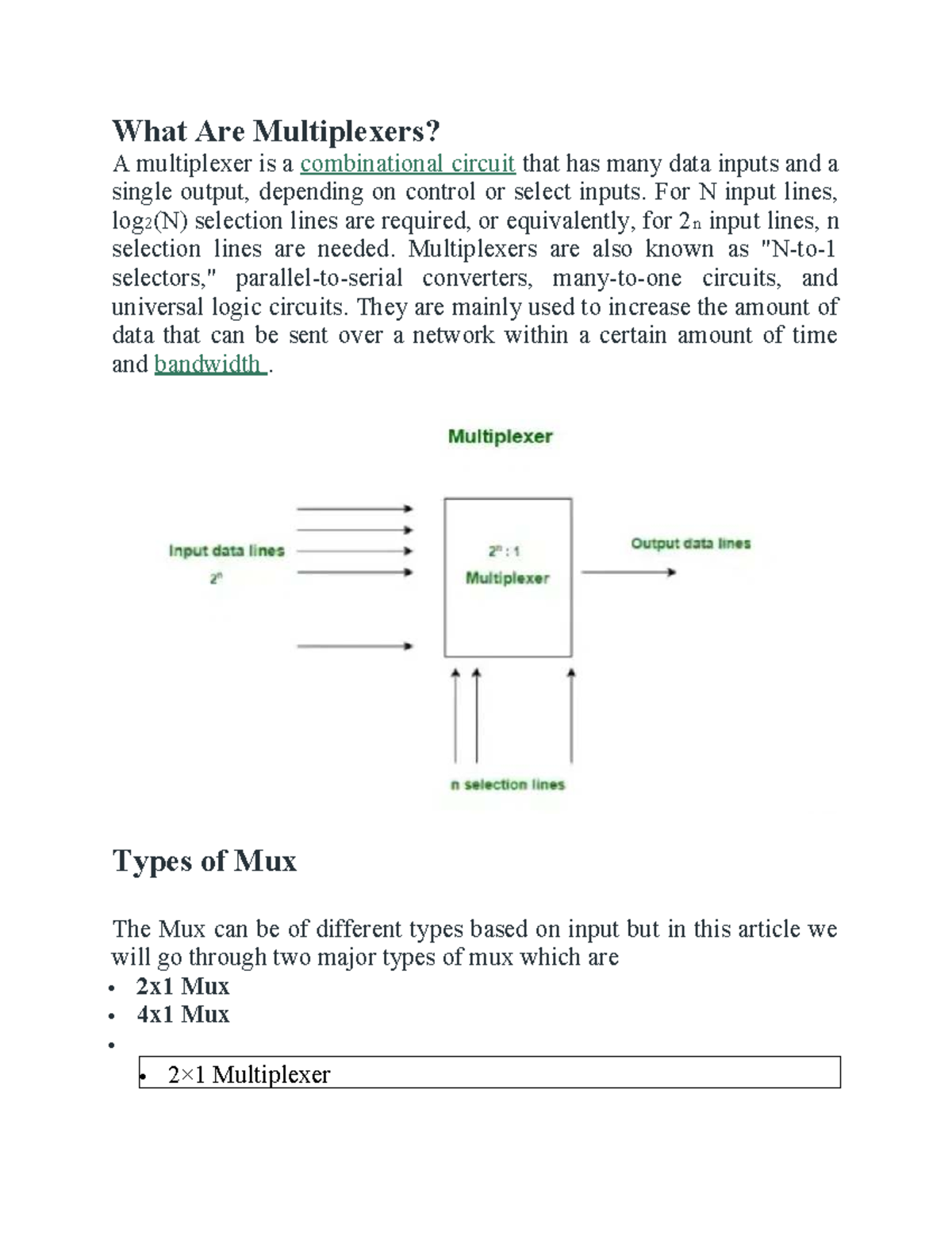 Unit 2 DE: Key Notes on Multiplexers and Demultiplexers for BTech - Studocu