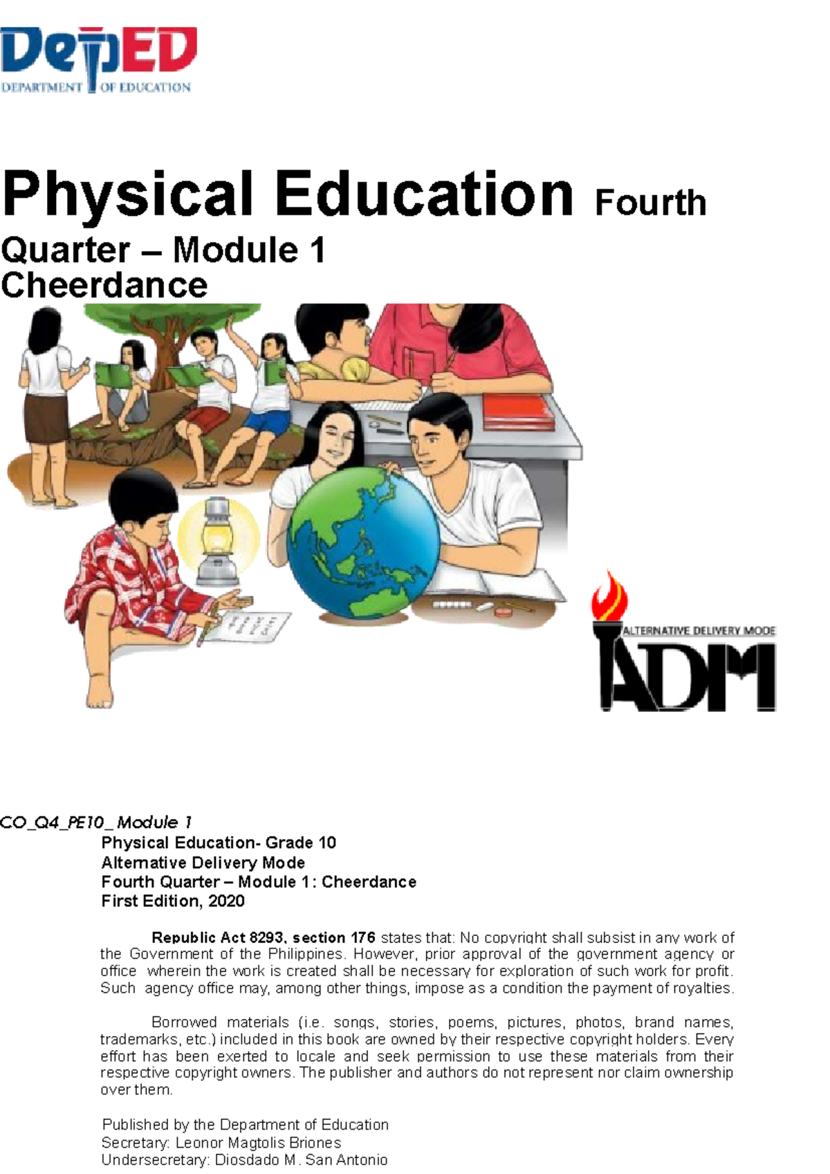 PE10 Q4 Mod1 Cheerdance: Nutrition and Basic Movements Guide - Studocu