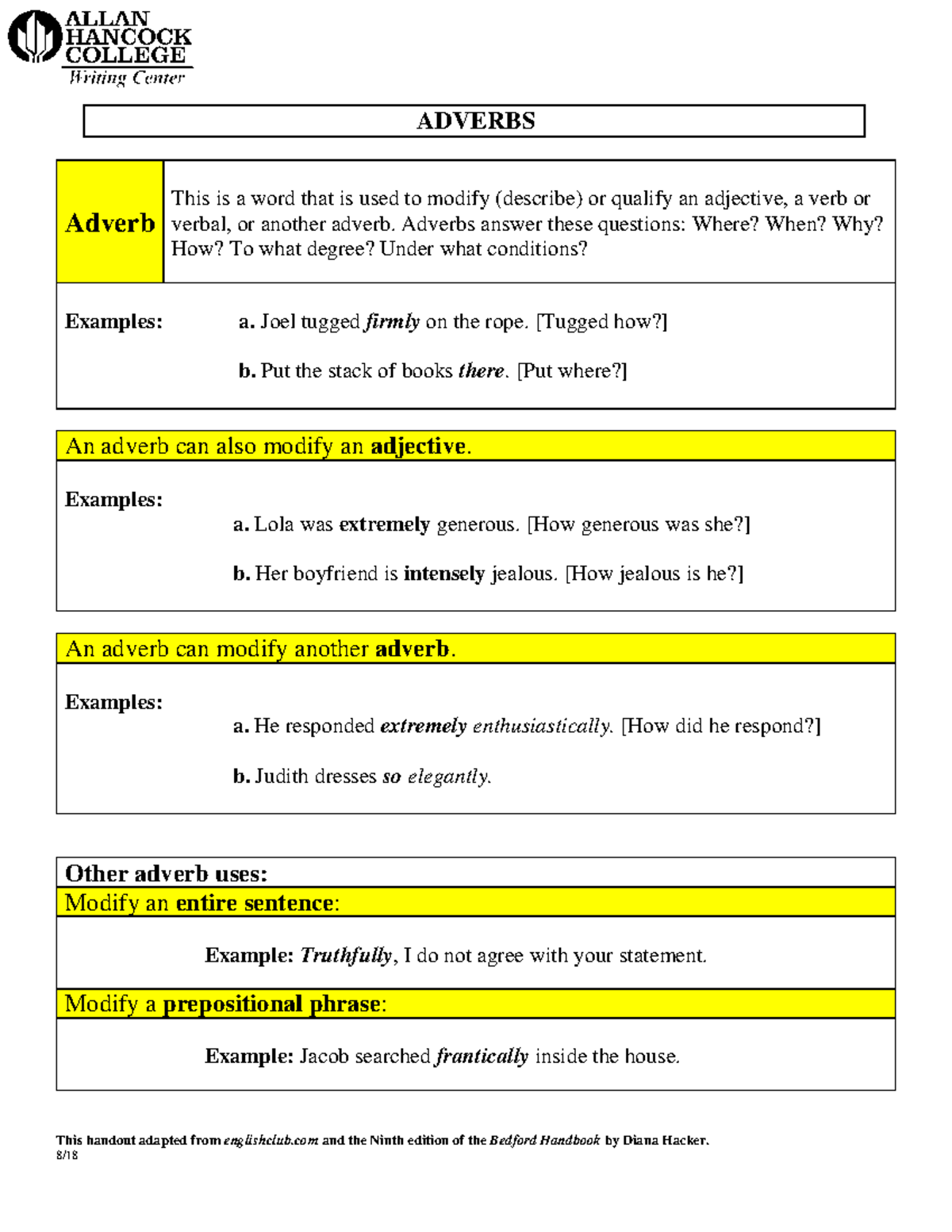 Adverbs - $(() 44))! - ADVERBS Adverb This is a word that is used to ...