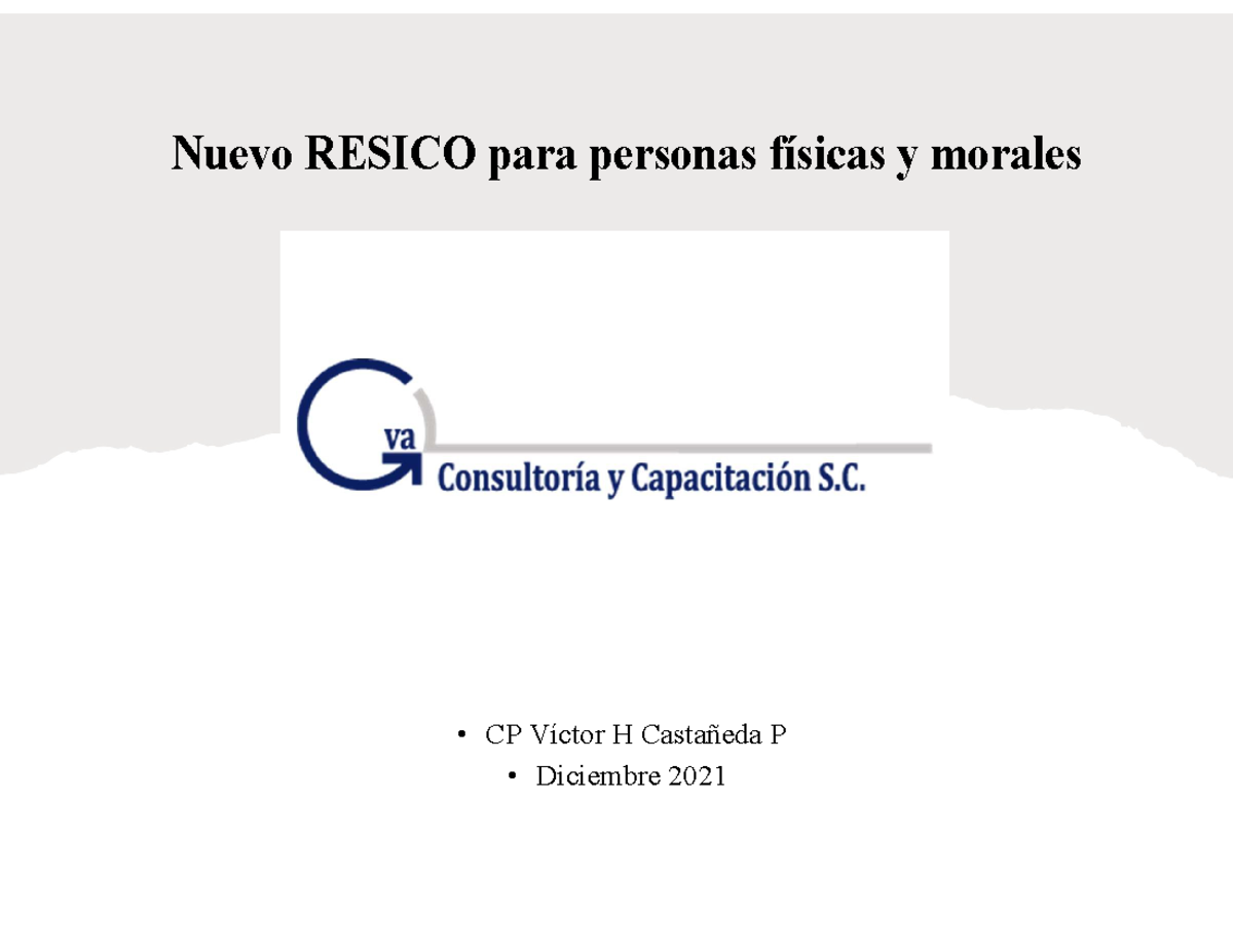 Resumen del NUEVO Régimen Simplificado de Confianza (RESICO) - Studocu