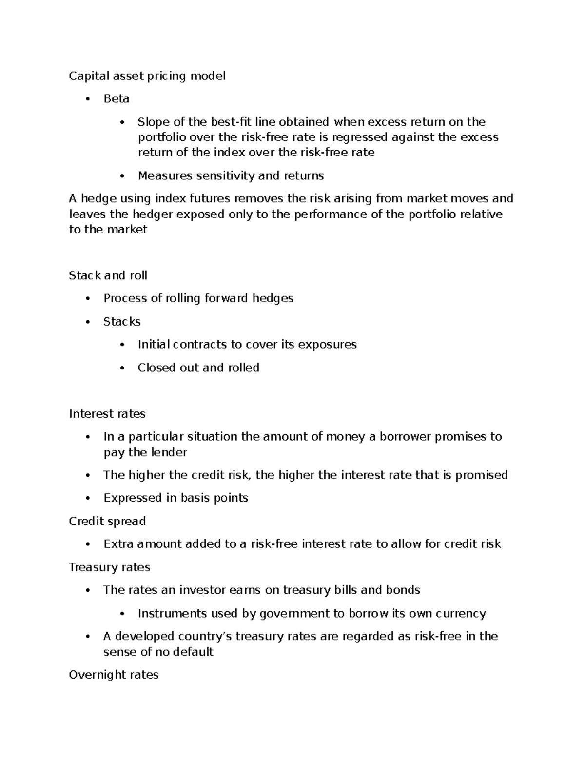 Chapter 3 - Capital Asset Pricing Model & Interest Rates Notes - Studocu
